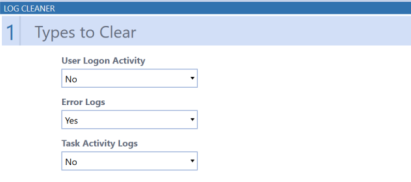 Select Log Types to Clear