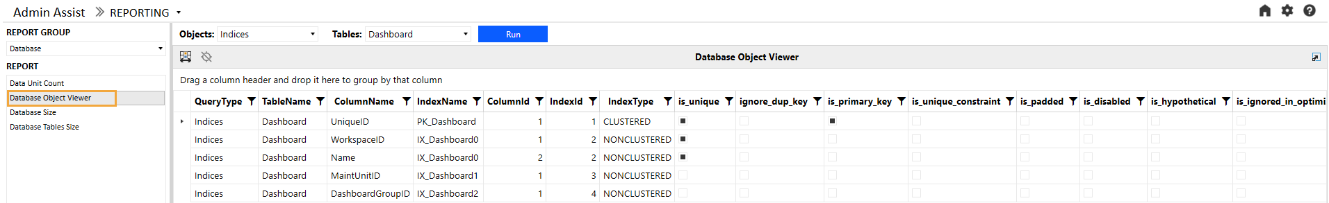 Database Report Set