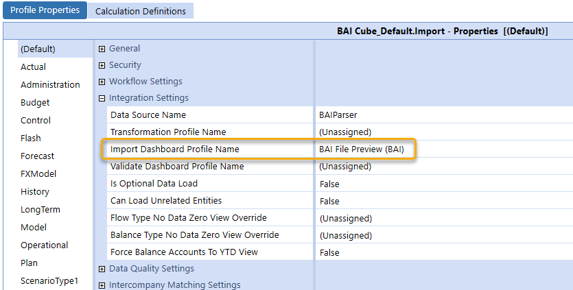 BAI Dashboard Configuration