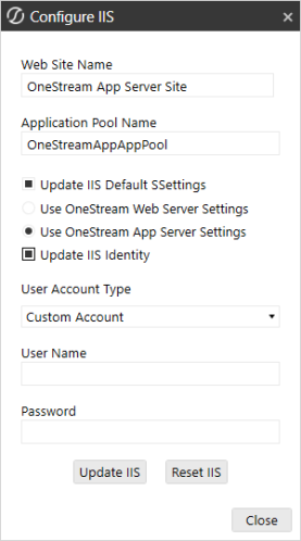 Configuring the OneStream Web Server