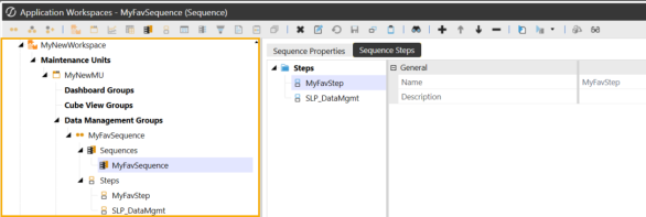 Build Data Management Sequences and Steps in Workspaces