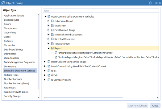 Insert a Report in Microsoft Word