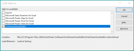 Connect the Excel Add-In