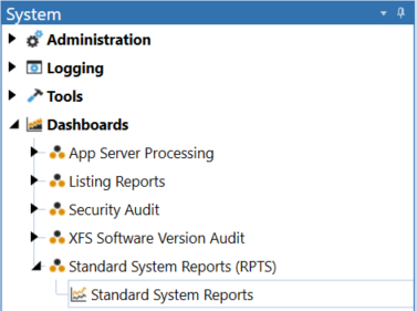 Using Standard System Reports Dashboard