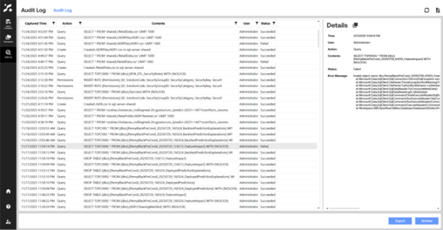 Audit Log (AL) Section