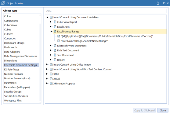 Excel Sheets and Excel Named Ranges in Text Editor