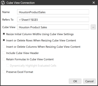 Cube Views in Spreadsheet