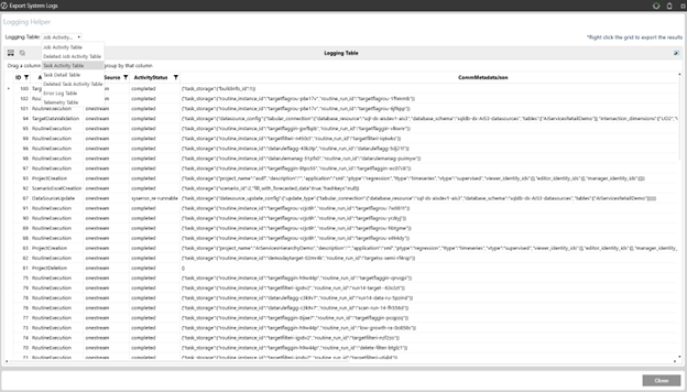 View System Logging Tables