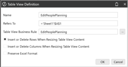 Table Views Spreadsheet/Excel Ribbon Button