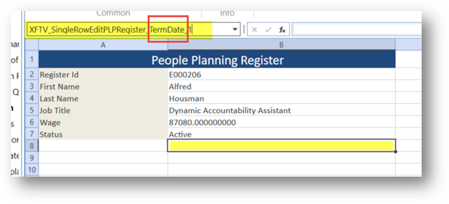 Using XFTV Named Ranges
