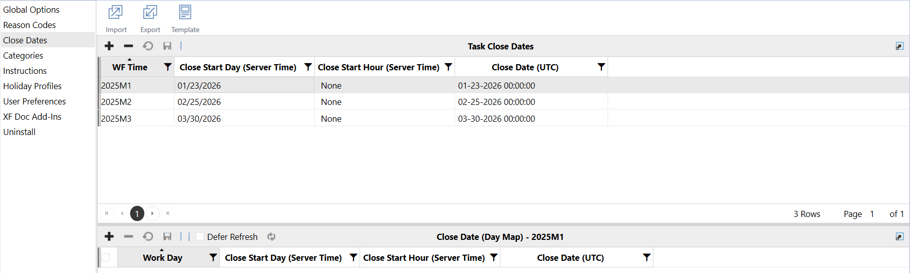 Close Dates